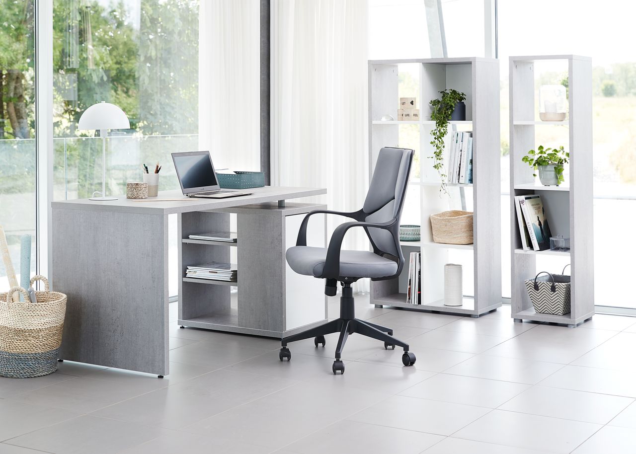 Pregrada polica HALDAGER 8 polica beton siva/bijela | Jysk